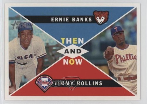 2009 Topps Heritage Then and Now High Series Ernie Banks Jimmy Rollins ...