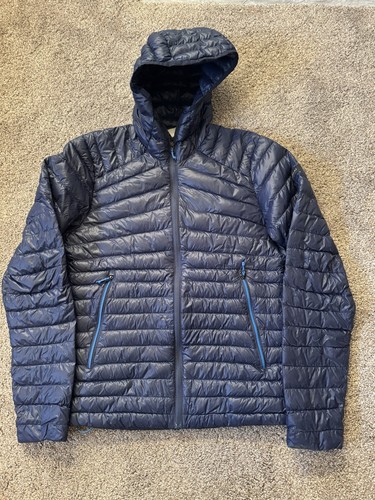 Decathlon Forclaz MT100 Hooded Down Jacket Asphalt Blue Mens Size Small ...