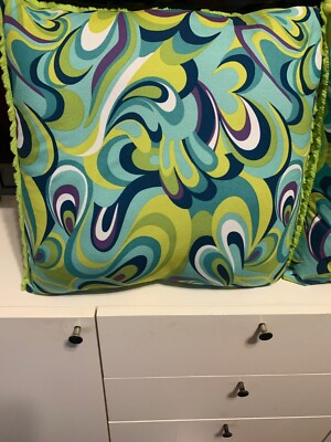 PAIR 16 X 16 THROW PILLOWS- LIME/PUCCI/COOL ABSTRACT DECOR PATTERN | eBay