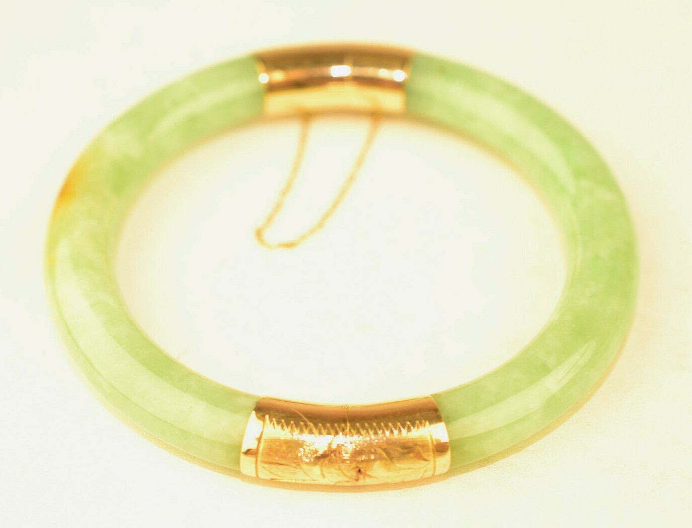 14K YELLOW GOLD TRANSLUCENT GENUINE NATURAL GREEN JAD… - Gem