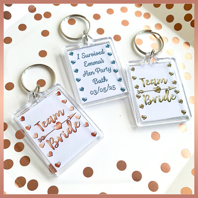 1x Personalised TEAM BRIDE KEYRING For Hen Night Party Do Tribe Gift ...