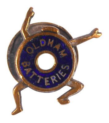 Antique Vintage Old Early Oldham Car Batteries Advertising Enamel Lapel ...
