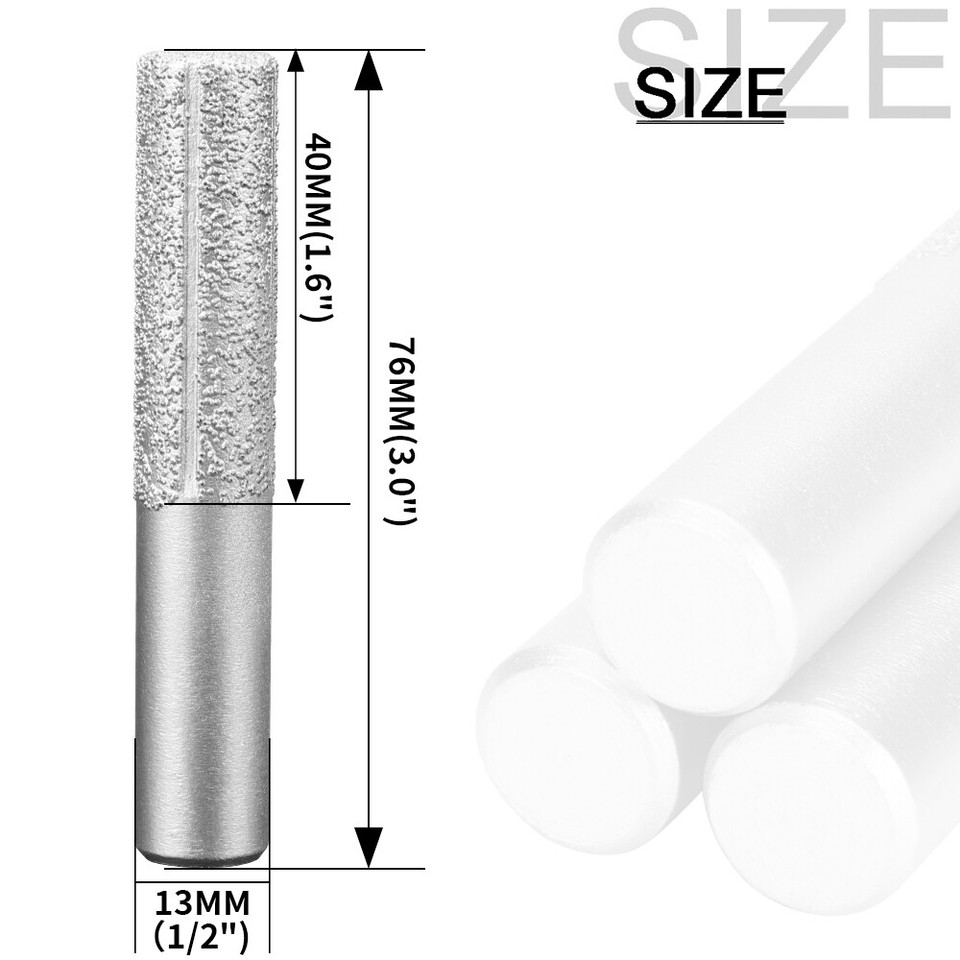 Diamond Straight Router Bit Brazed Cylinder Profile Wheel 1/2" 1/4 ...