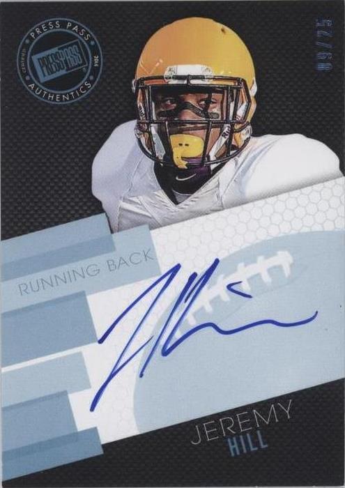 2014 Press Pass - Signings Jeremy Hill #PPS-JH2 Blue /25 (AU, RC) for ...