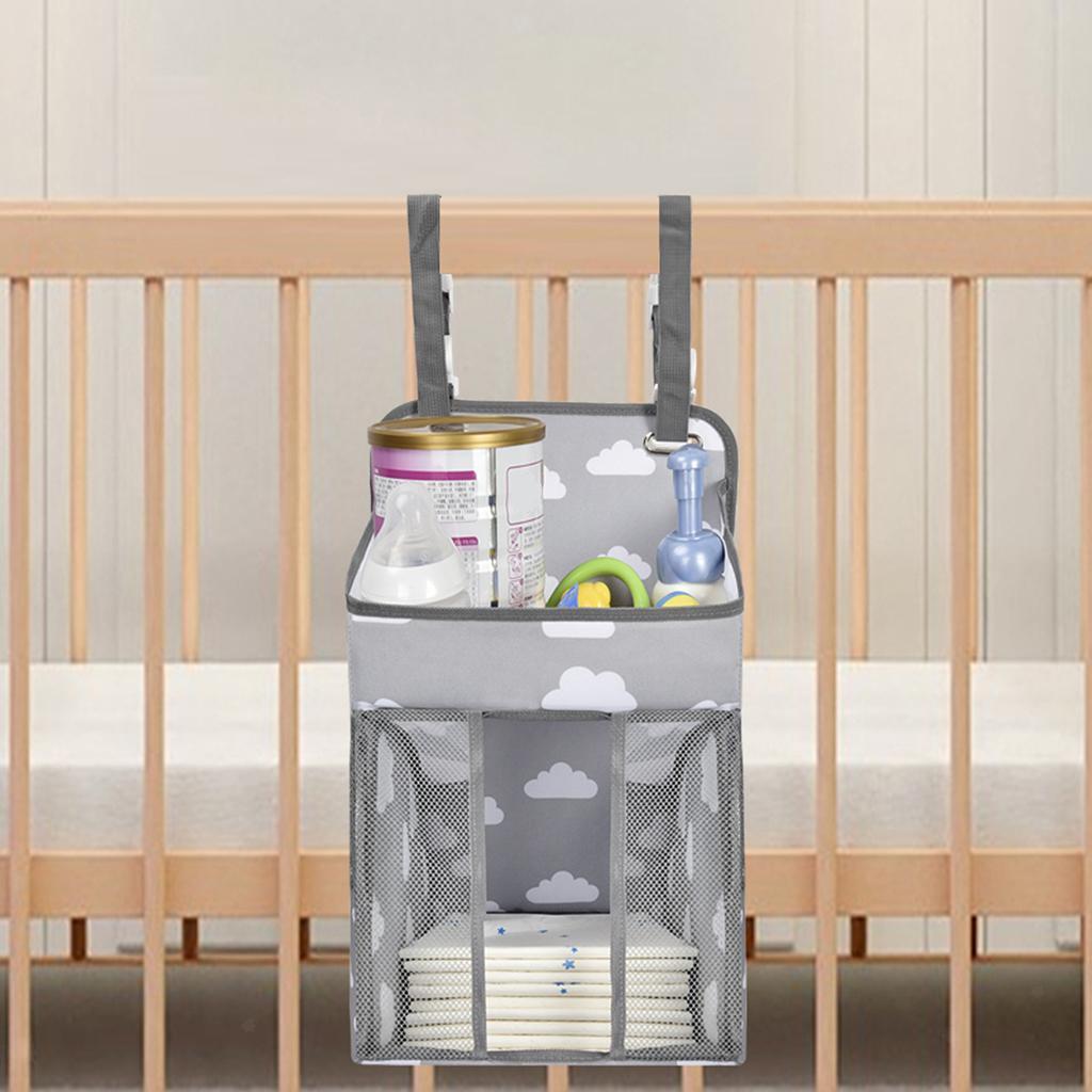 Baby Crib Storage Bag Hanging Pocket Nursery Infant Diaper Clothes ...
