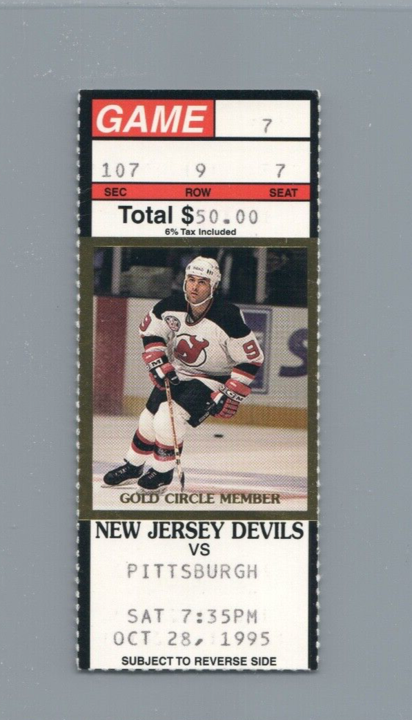 Petr Sykora NHL Debut & 1st Career GOAL Ticket Oct 28 1995 Devils Pens ...