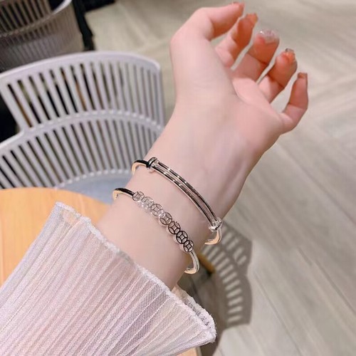 Silver Color Beads Copper Coins Bangles Lucky Rich Simple Fashion ...