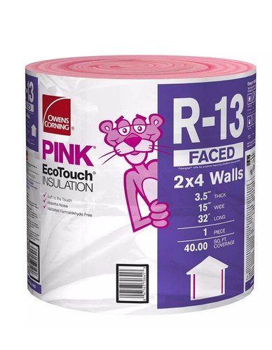 2 Pack R-13 Pink Kraft Faced Fiberglass Insulation Roll 15 In. X 32 Ft ...