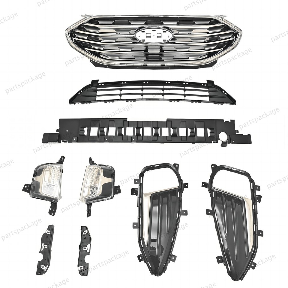 For Edge 2019-2023 Complete 9PC Chrome Grille Mesh Set with Fog Lights ...