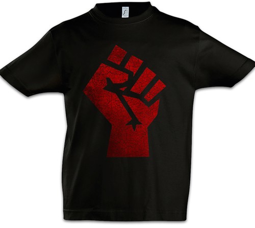 Raised Fist Kids Boys T-Shirt Red clenched Socialism Communism Symbol ...