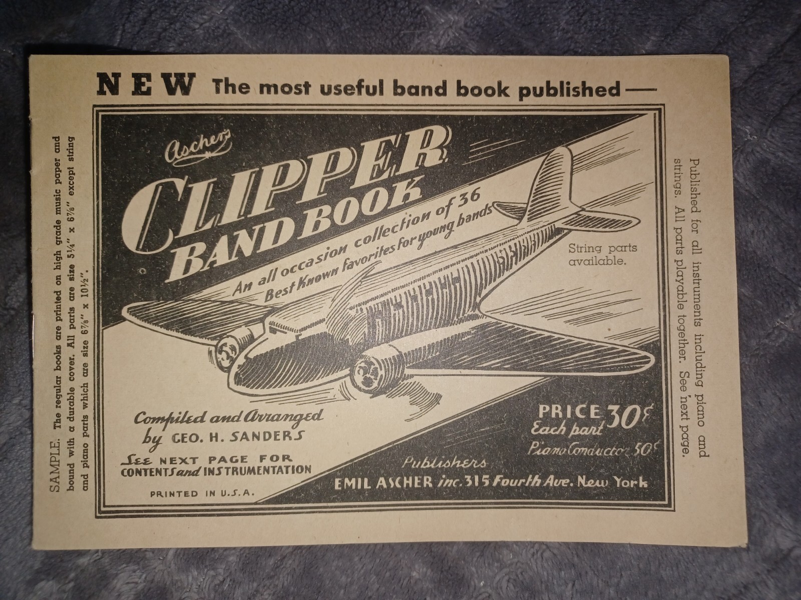 1936 Emil Ascher's Clipper Band Sample Music Song Book | eBay