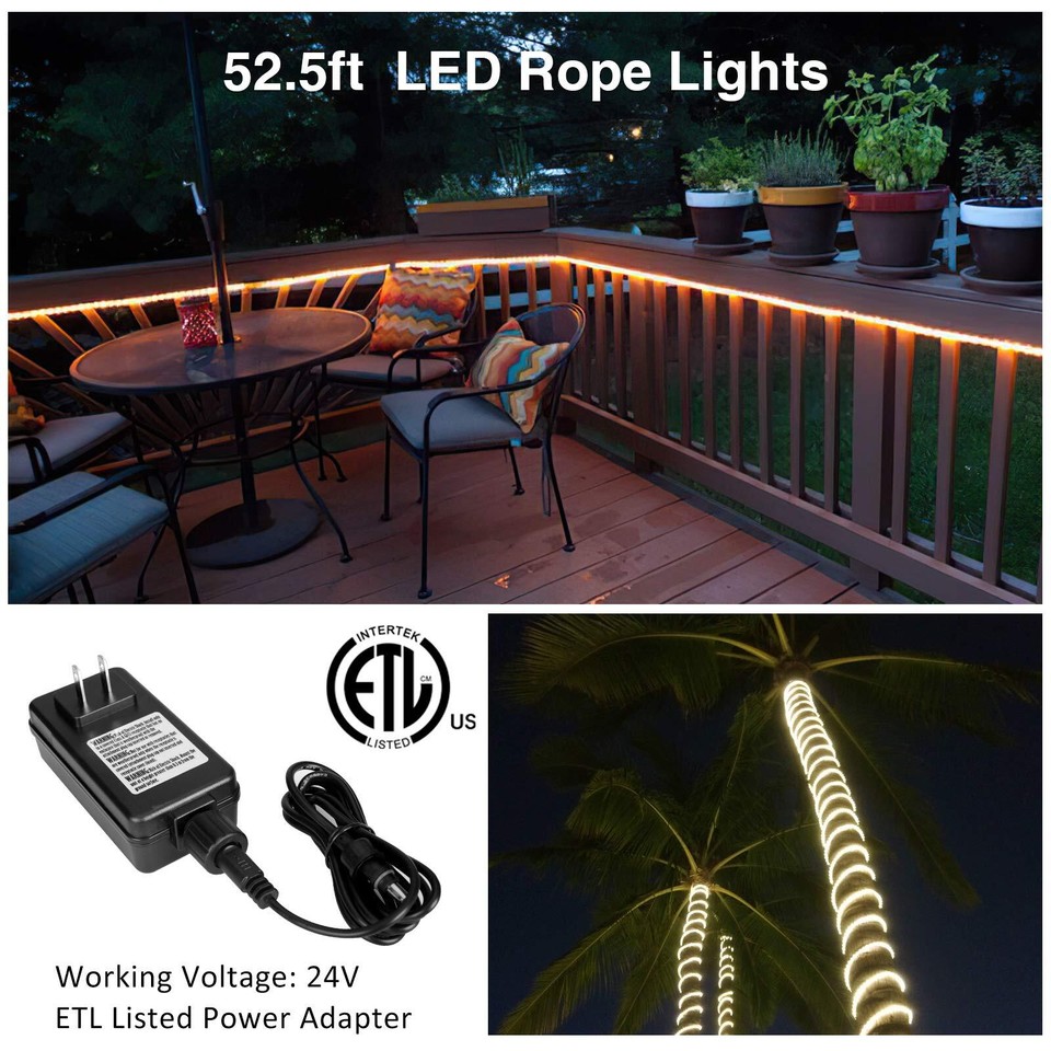 Novostella 52.5ft Smart LED Outdoor Rope Light, Music Sync RGB Strip ...