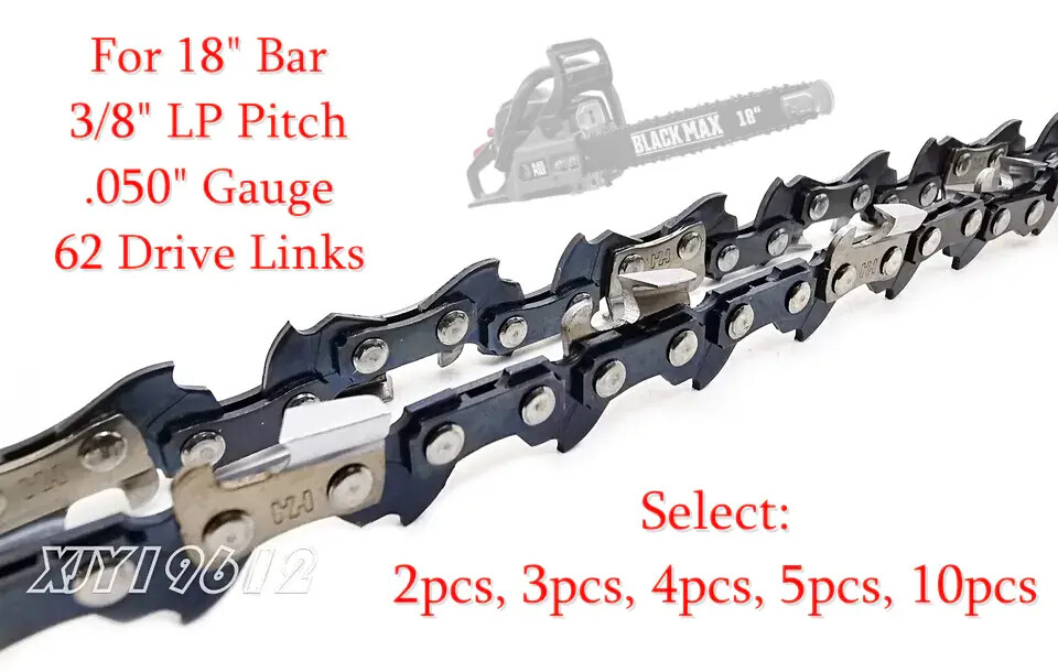 18" Chainsaw Chain 3/8" LP Pitch .050" Gauge 62 DL Drive Links Replaces ...