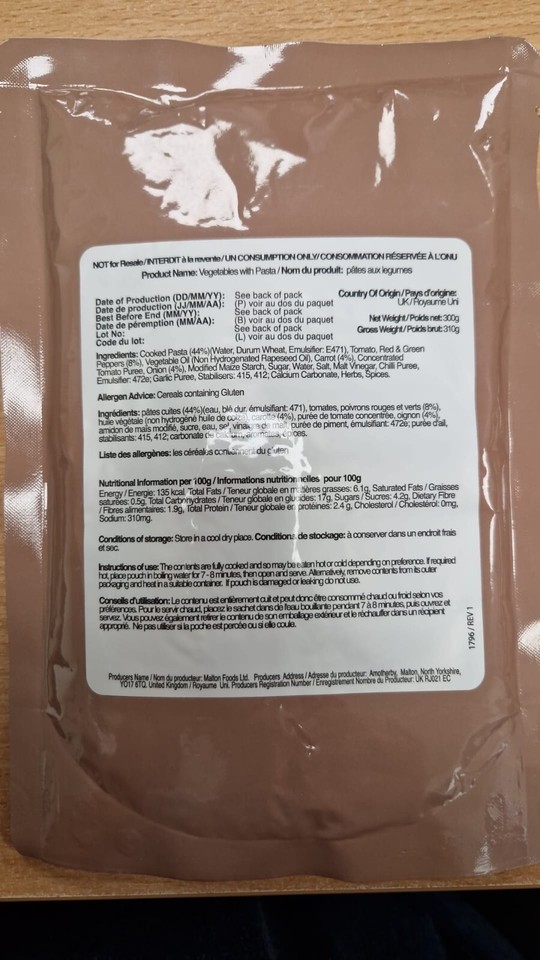 BRITISH ARMY MOD RATION PACKS MEALS MRE EMERGENCY FOOD SUPPLIES READY ...