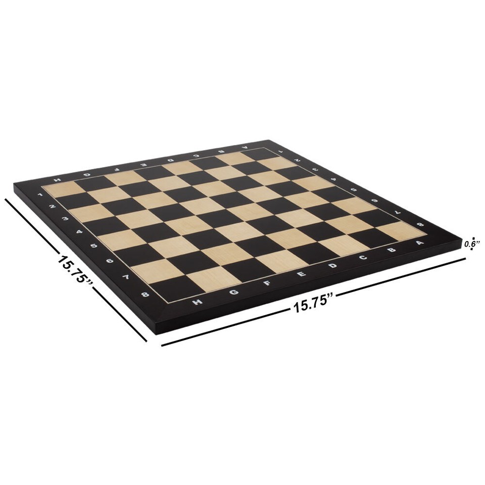 15x15" Maple Inlaid Wood Chess Board with 40mm Square. Pro Flat Chess ...