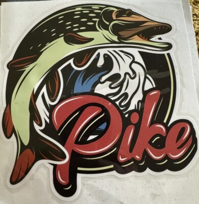 PIKE FISHING STICKER, Laptop, MANCAVE, Rod Tube, Fishing Box Sticker ...