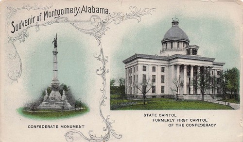 Postcard Confederate Monument & State Capitol in Montgomery, Alabama ca ...