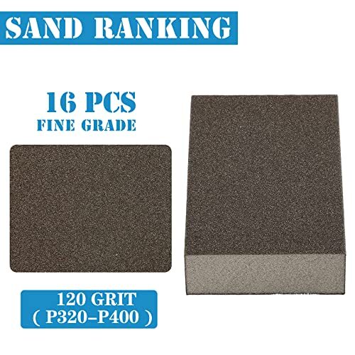 16Pcs 120 Grit Sanding Blocks Fine Sanding Sponge Washable and Reusable ...
