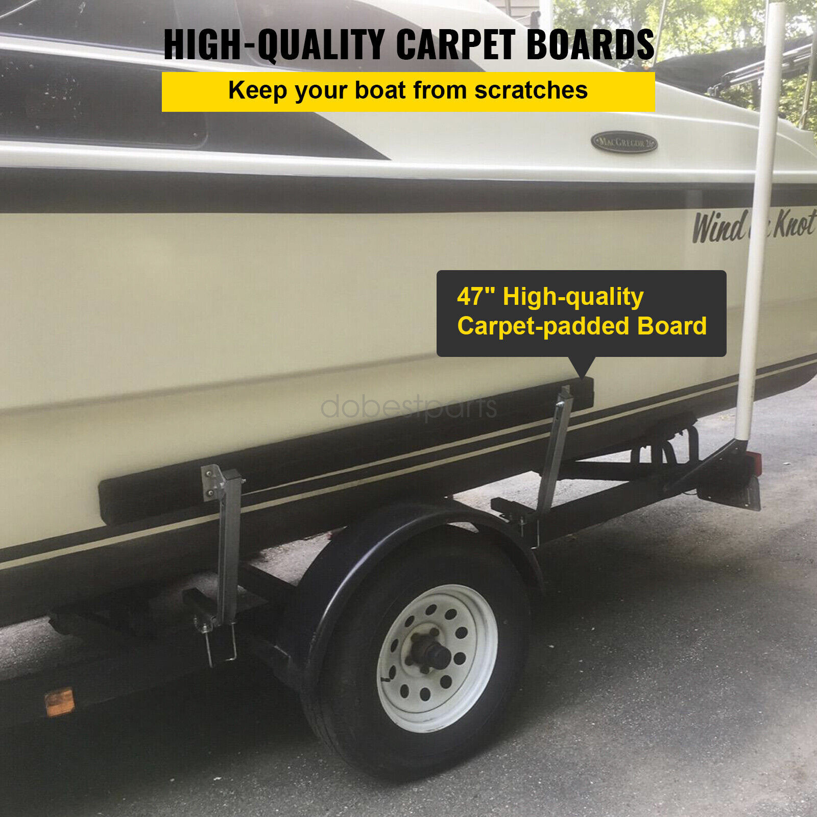 Boat Trailer Bunk Board Guide ons 4' Feet Rail Guides Makes Loading ...