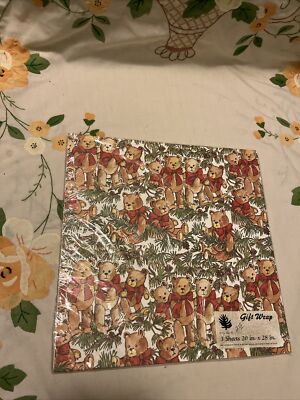 NOS Evergreen Press, 3 Sheets 20 X 28” Pine Branches Christmas Teddy ...