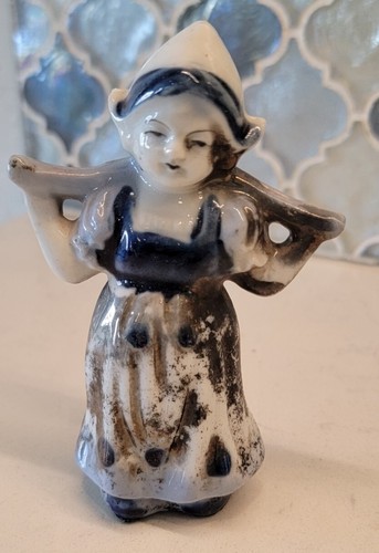 delft blue Girl Figurine with patina | eBay