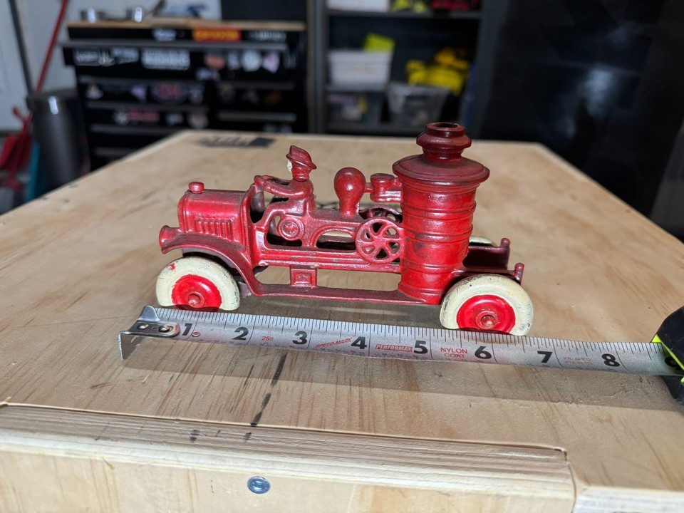 Rare Vintage Kenton Toys Red Cast Iron Fire Pump Firetruck Toy | eBay