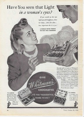 Whitman's Chocolates The Sampler The Fairhill Candy Gift Boxes Man 1940 ...