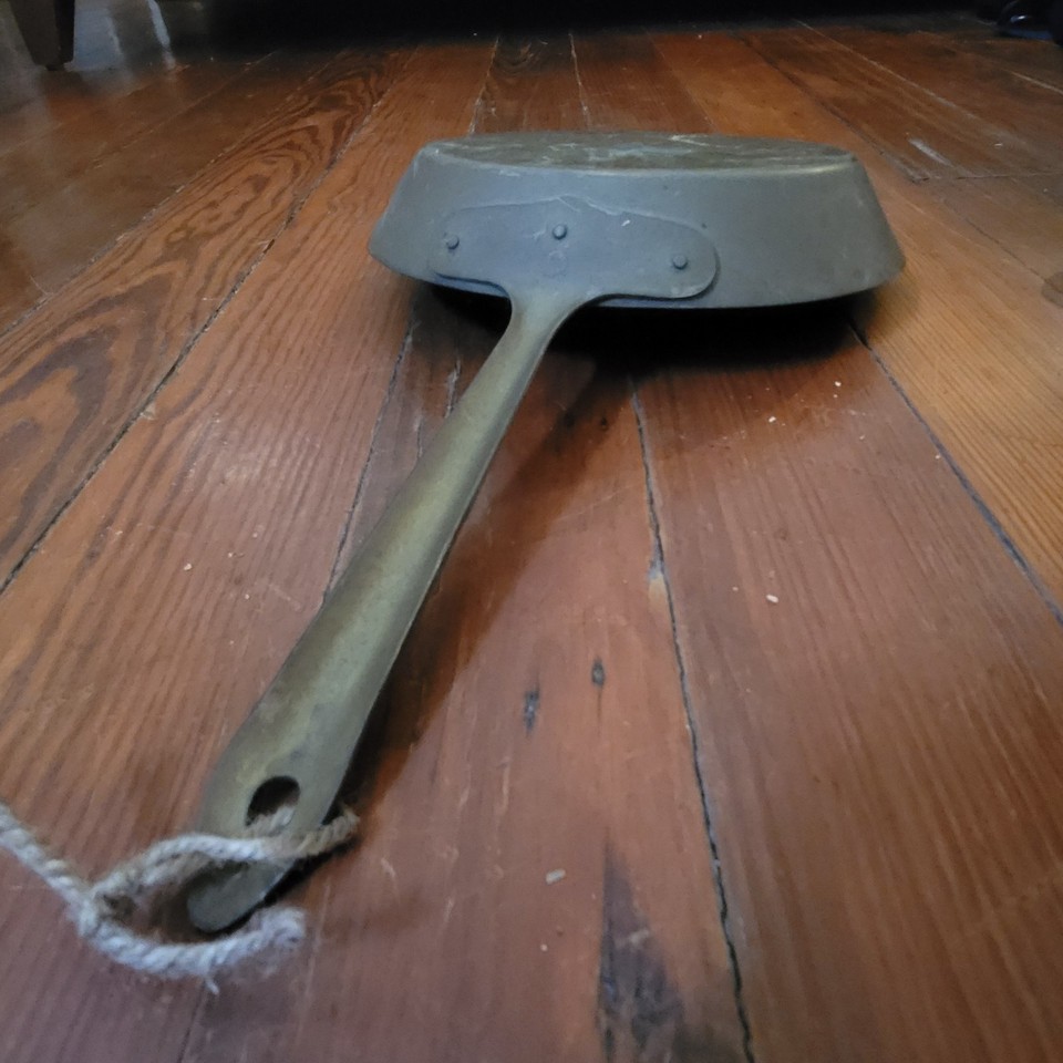 Antique French Copper Frying Pan Skillet – 9” Tin Lined, Riveted Iron ...