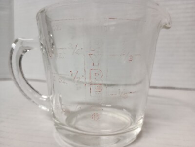 Vintage Pyrex 1 Cup 8 oz Glass Measuring Cup with Red Lettering D ...