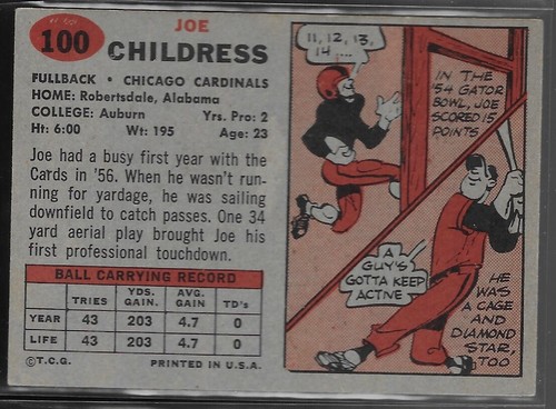 1957 Topps Football Joe Childress #100! Low Combined Shipping! | eBay