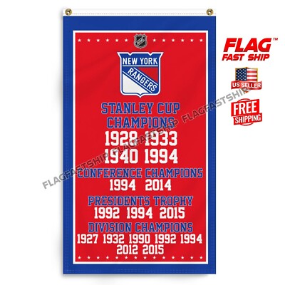 New York Rangers Banner 3x5 FT Flag Man Cave NHL Hockey Stanley Cup ...