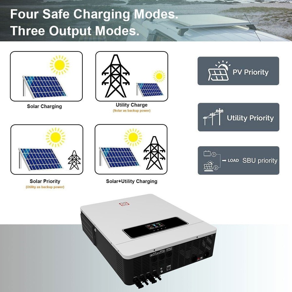 10.2KW On/Off grid Solar Hybrid Inverter DC48V-AC230V Built-in 160A PV ...