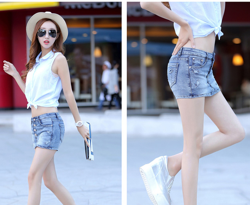 Hot Sexy Mid Waist Women Mini Jeans Shorts Skirts With Cool Ripped Lip ...