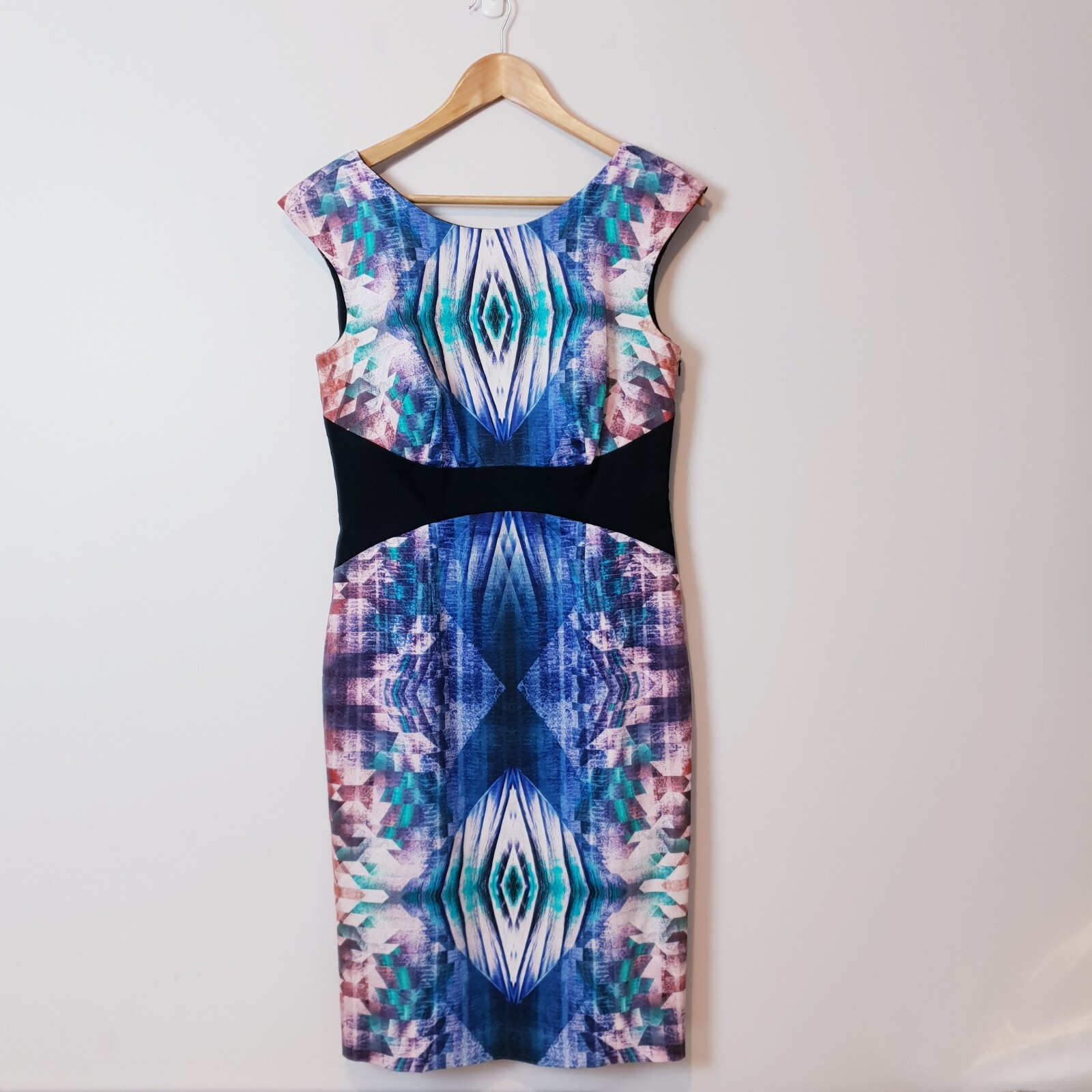 Table eight Dress Womens 10 Blue Geometric Kaleidosco… - Gem