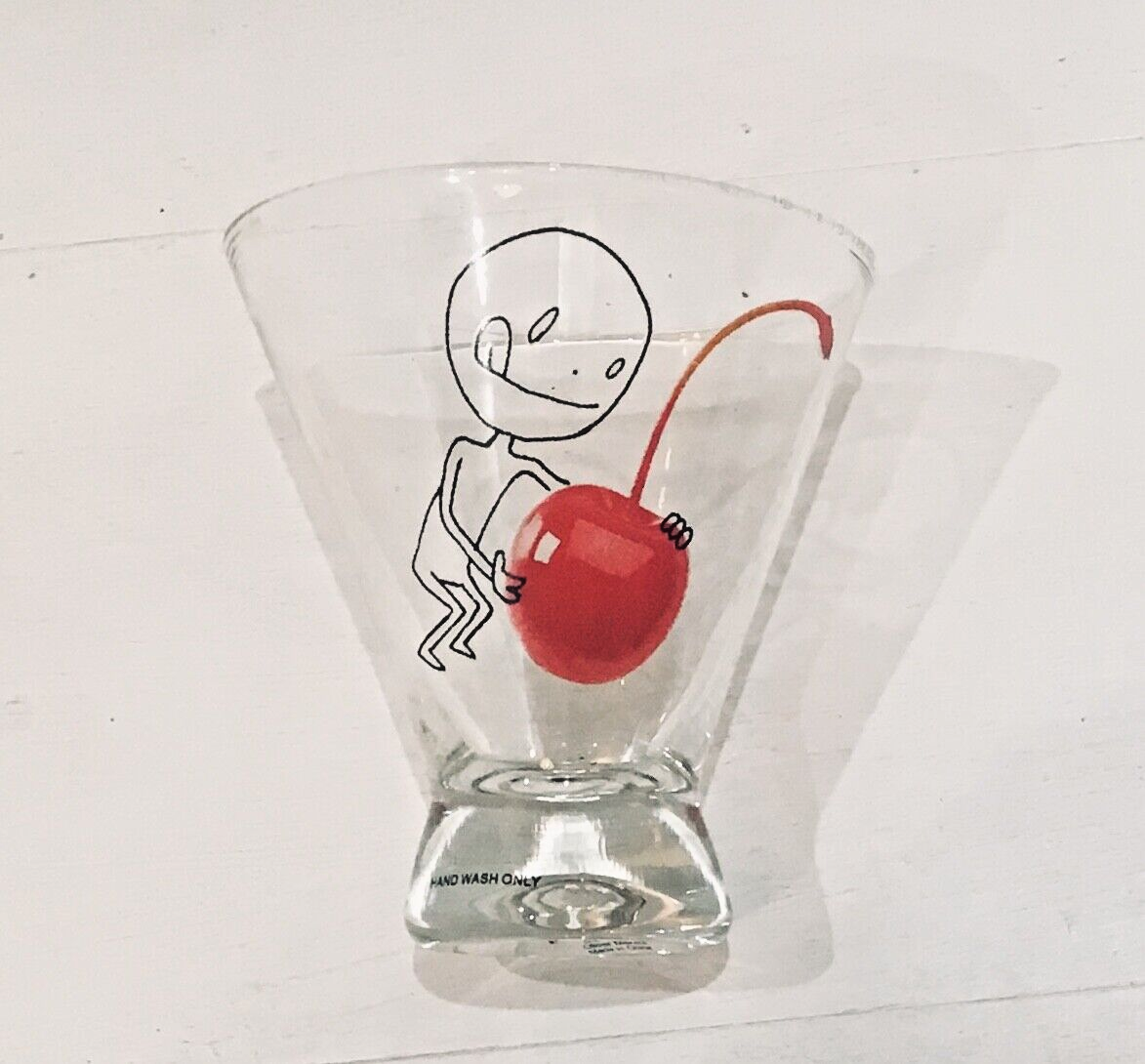 CB2 Crate & Barrel OLIVER Martini Glass Cup Stick Figure Cherry Retired ...