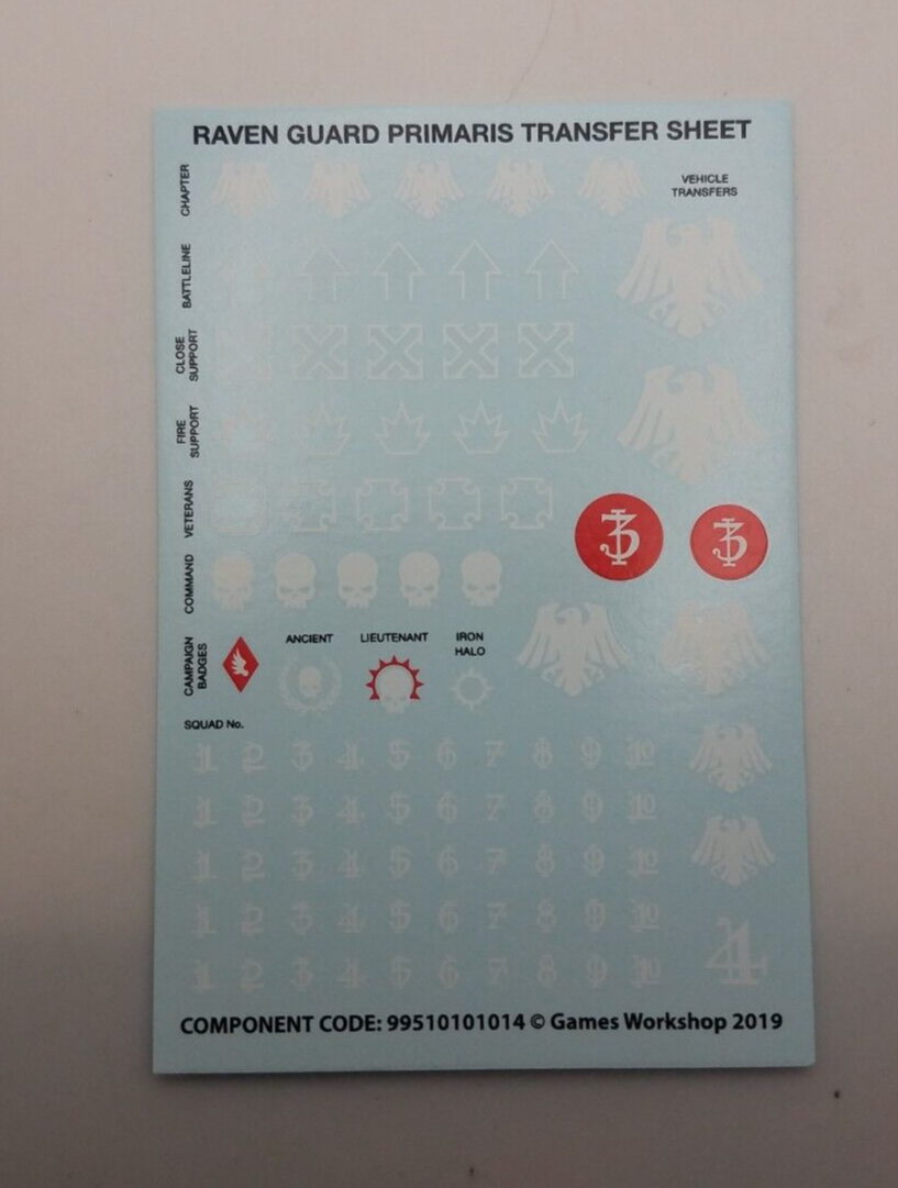 Warhammer 40K Space Marines - Raven Guard Transfer Sheet | eBay