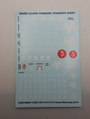 Warhammer 40K Space Marines - Raven Guard Transfer Sheet | eBay