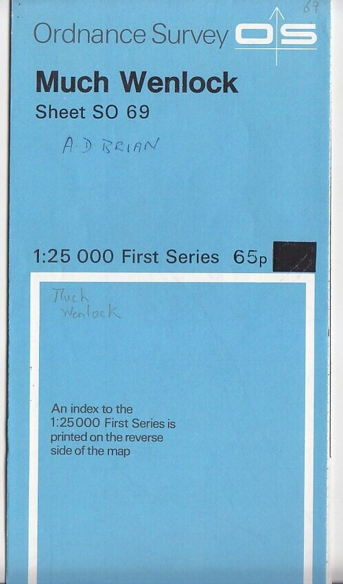 Ordnance Survey (OS) 1:25,000 First Series Map Sheet SO 69 Much Wenlock ...
