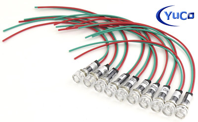 (10) Pack Yuco YC-9WRT-1 Miniature Indicator Light LED 9mm Cylindrical ...