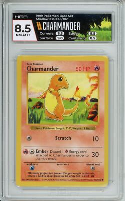 Base Set (Shadowless) #046/102 Charmander HGA 8.5 | eBay