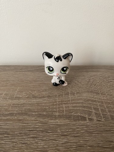 authentic littlest LPS PETSHOP 493 black white magic motion CAT kitty ...