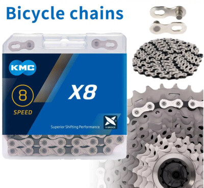 KMC Fahrradkette X8,Silver 8-Fach Kette 1/2" x3/32, 116 Glieder ...