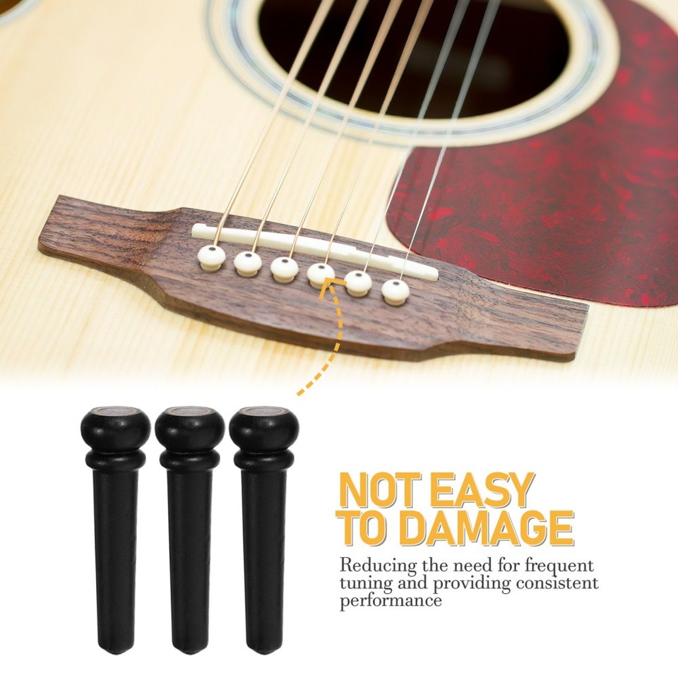 6pcs Decorative Ebony Guitar String Pins Easy-To-Install Wood Bridge ...
