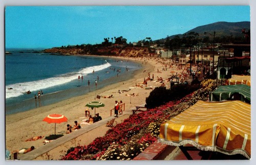 Postcard Laguna Beach California Main Beach Looking Westward to Bird ...