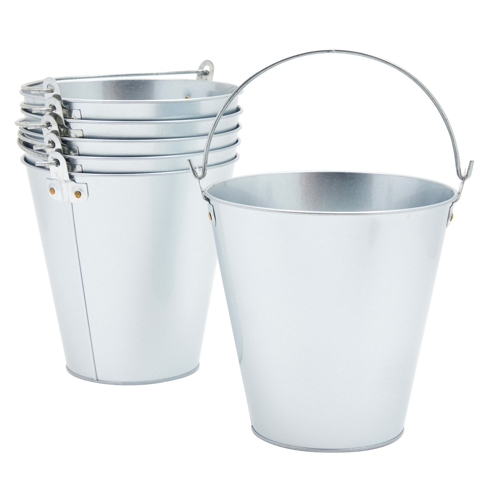 6 Pack Large Galvanized Bucket, 7 In Metal Ice Pails for Champagne ...