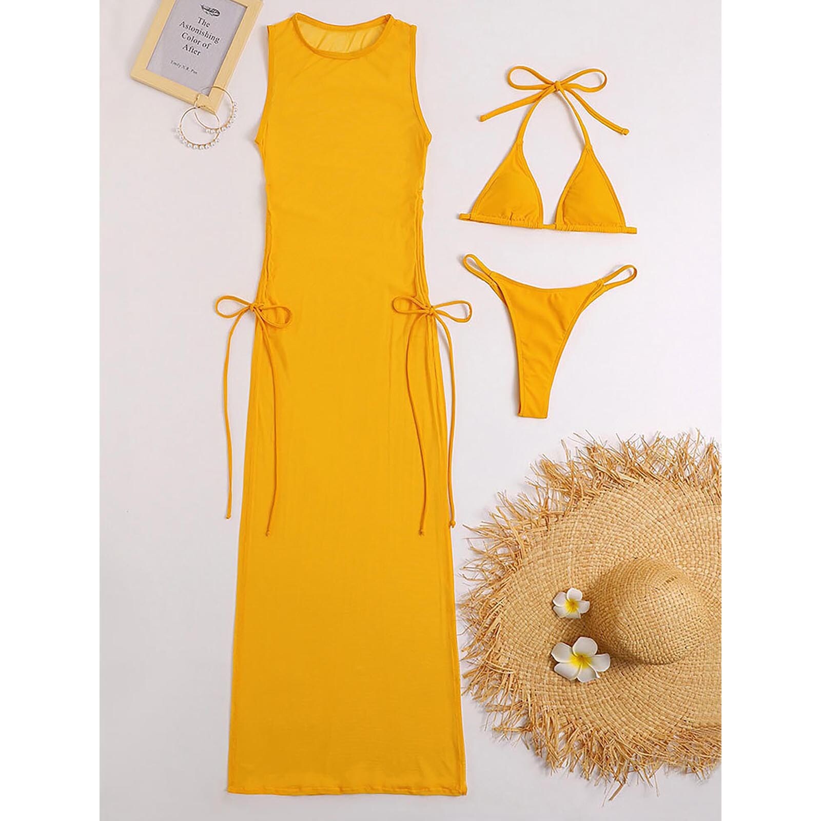 Women Swimwear UPF 50+ Bikini Sexy Swimsuit Mesh Beachwear Sun Bathing ...