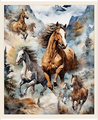 QT Fabrics Running Wild by Morris Creative Group 30623 X 36" Horse ...