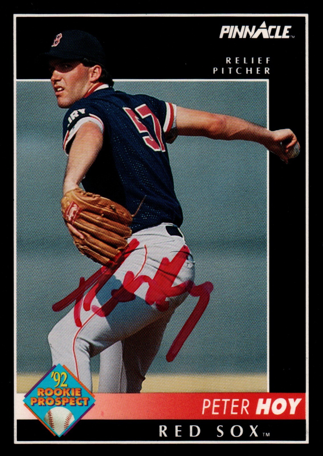 Peter Hoy Signed 1992 Pinnacle Card Auto Boston Red Sox Autograph ...