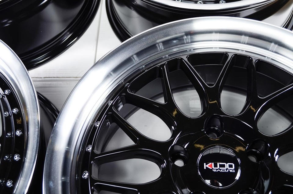 Flow Formed Kudo Racing 18x8 5x114.3 Single Drill Black Wheels Rims ...
