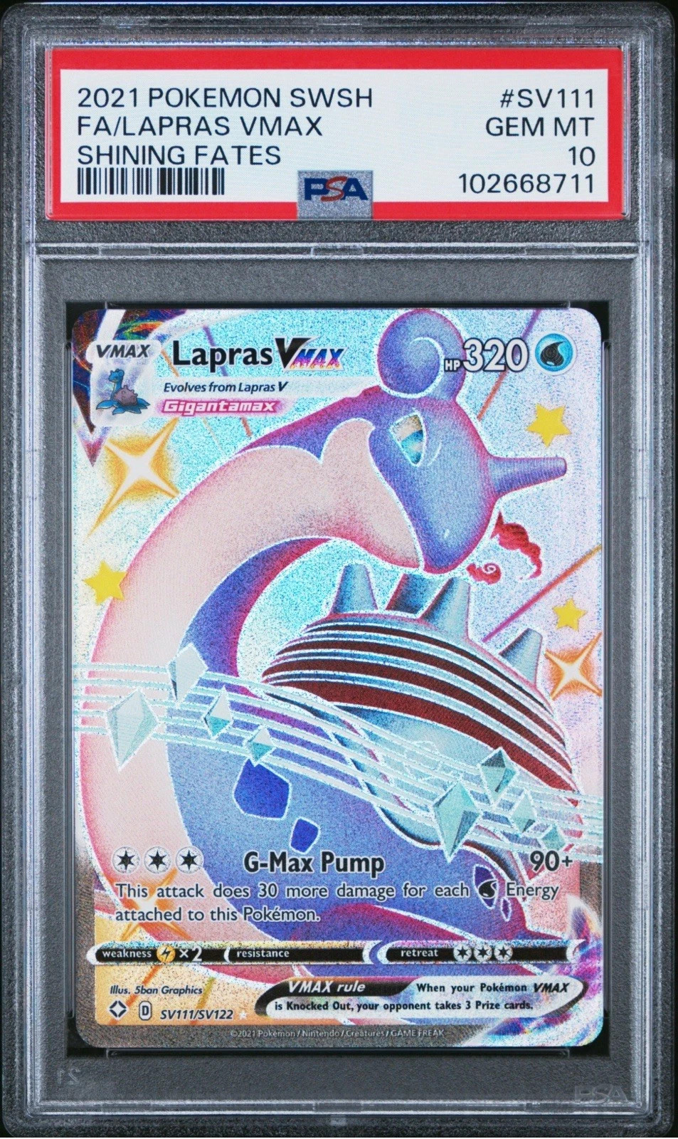 Pokemon PSA 10 Lapras SV111/SV122 VMAX Full Art Shining Fates Card | eBay